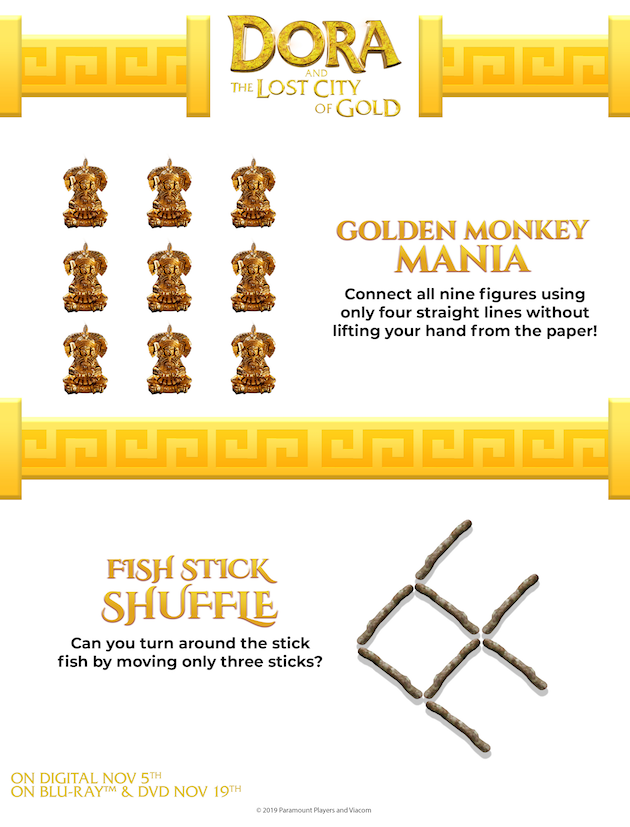 Dora and the Lost City of Gold Printables and Activity Sheets - Rockin ...