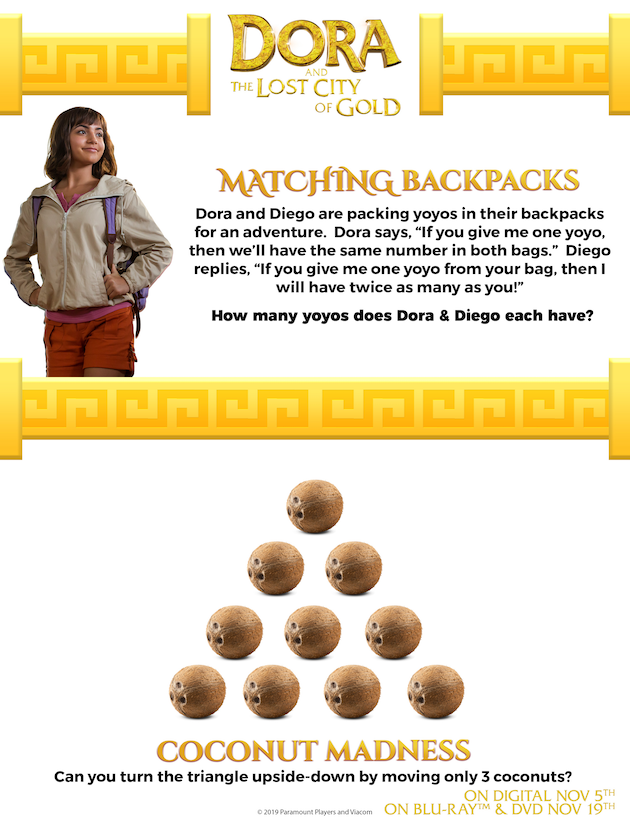 Dora and the Lost City of Gold Printables and Activity Sheets - Rockin ...